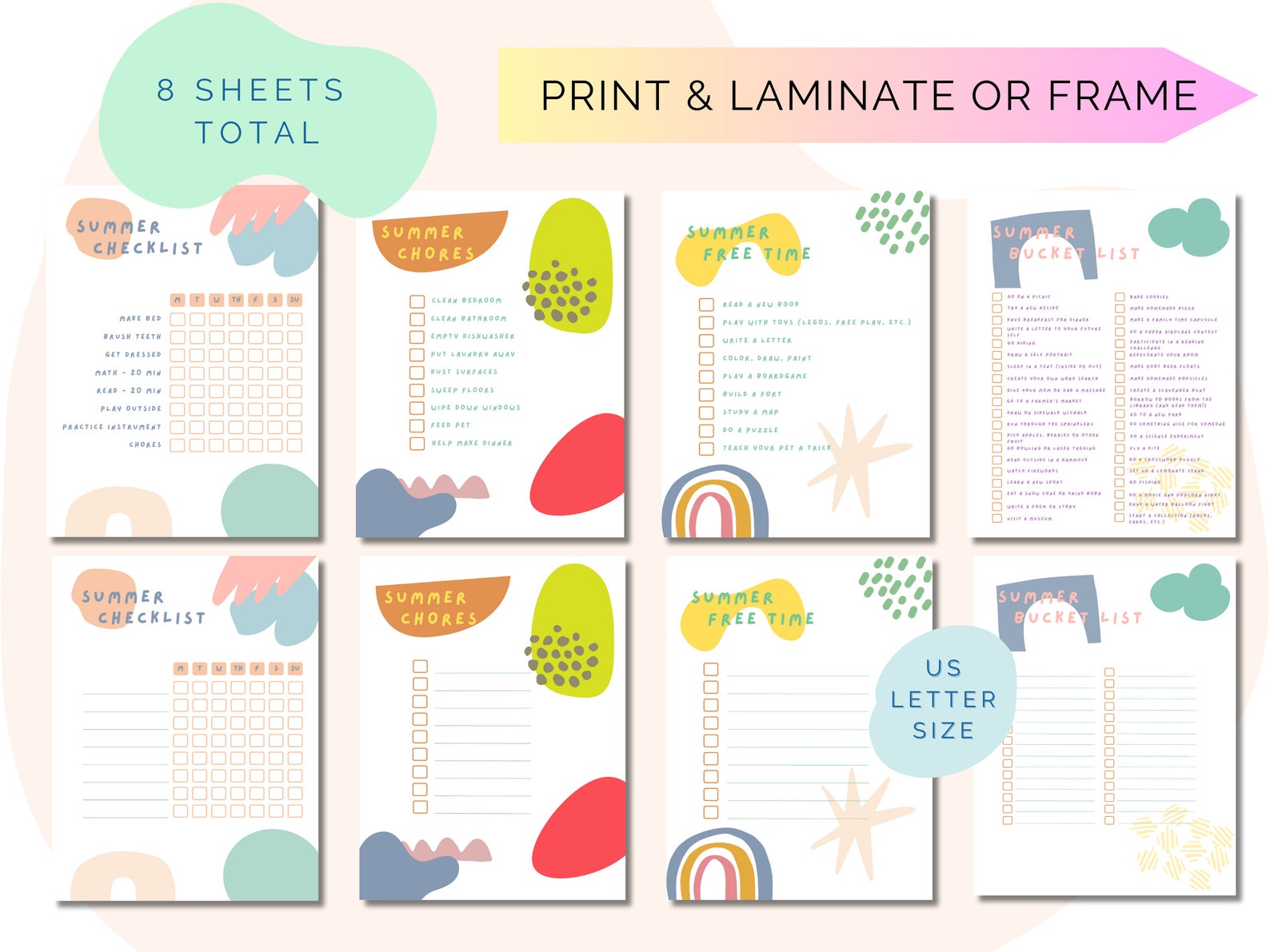 Printable Summer Checklist Summer Chores List Summer Free Time List ...