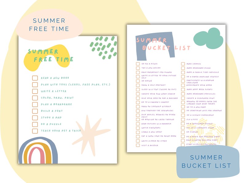 Printable Summer Checklist Summer Chores List Summer Free Time List ...