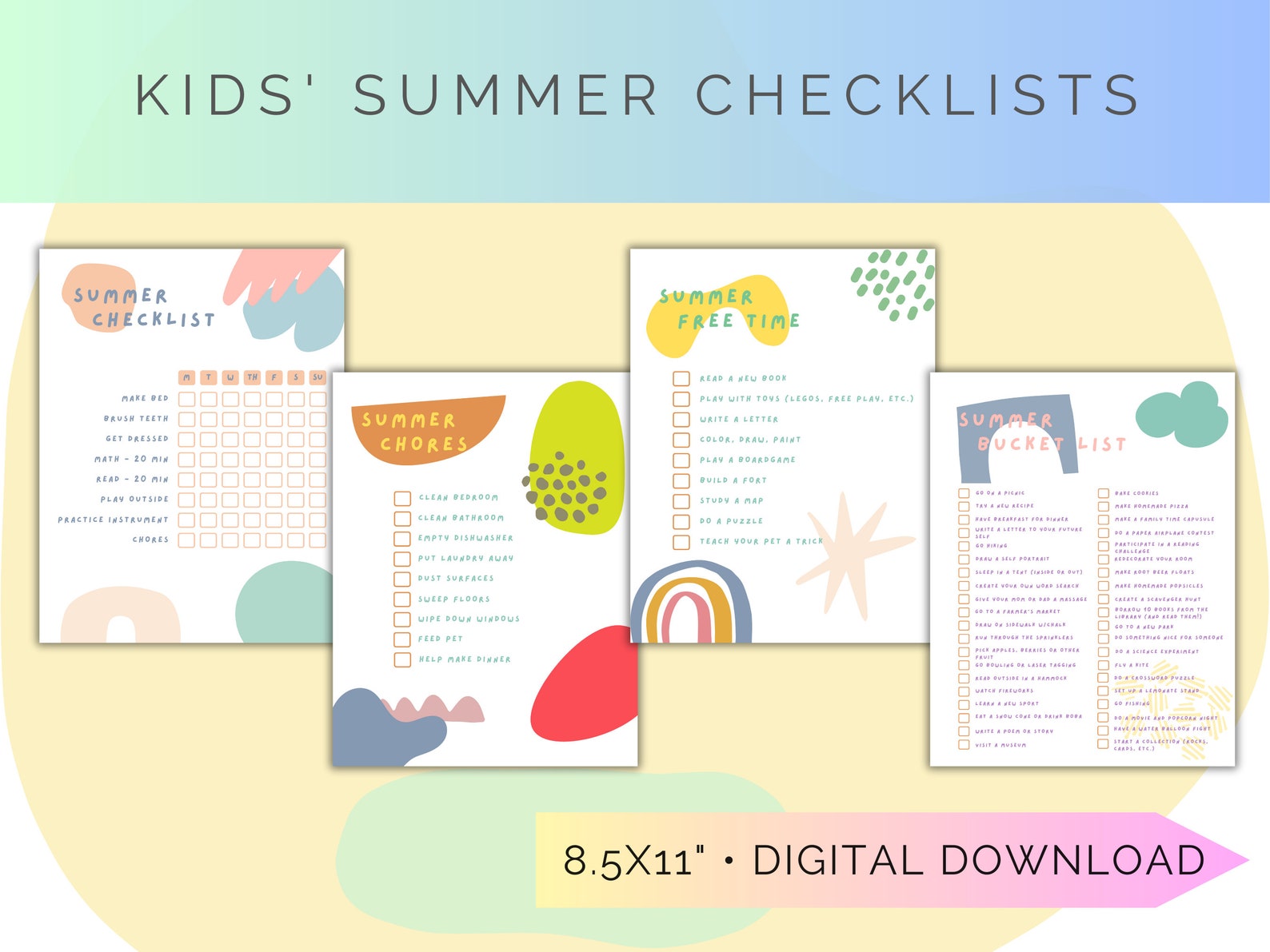 Printable Summer Checklist Summer Chores List Summer Free - Etsy