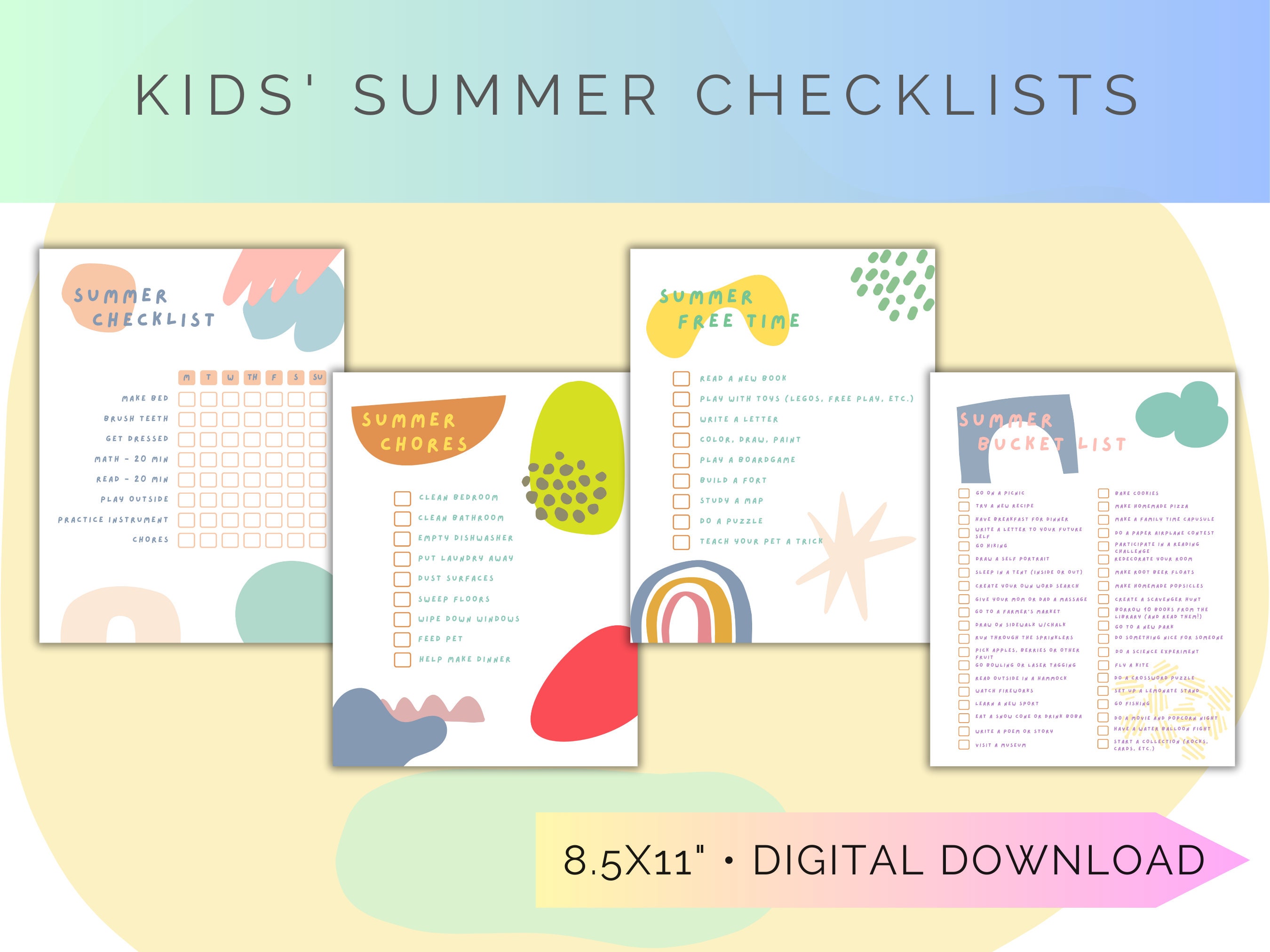 Printable Summer Checklist Summer Chores List Summer Free - Etsy Canada