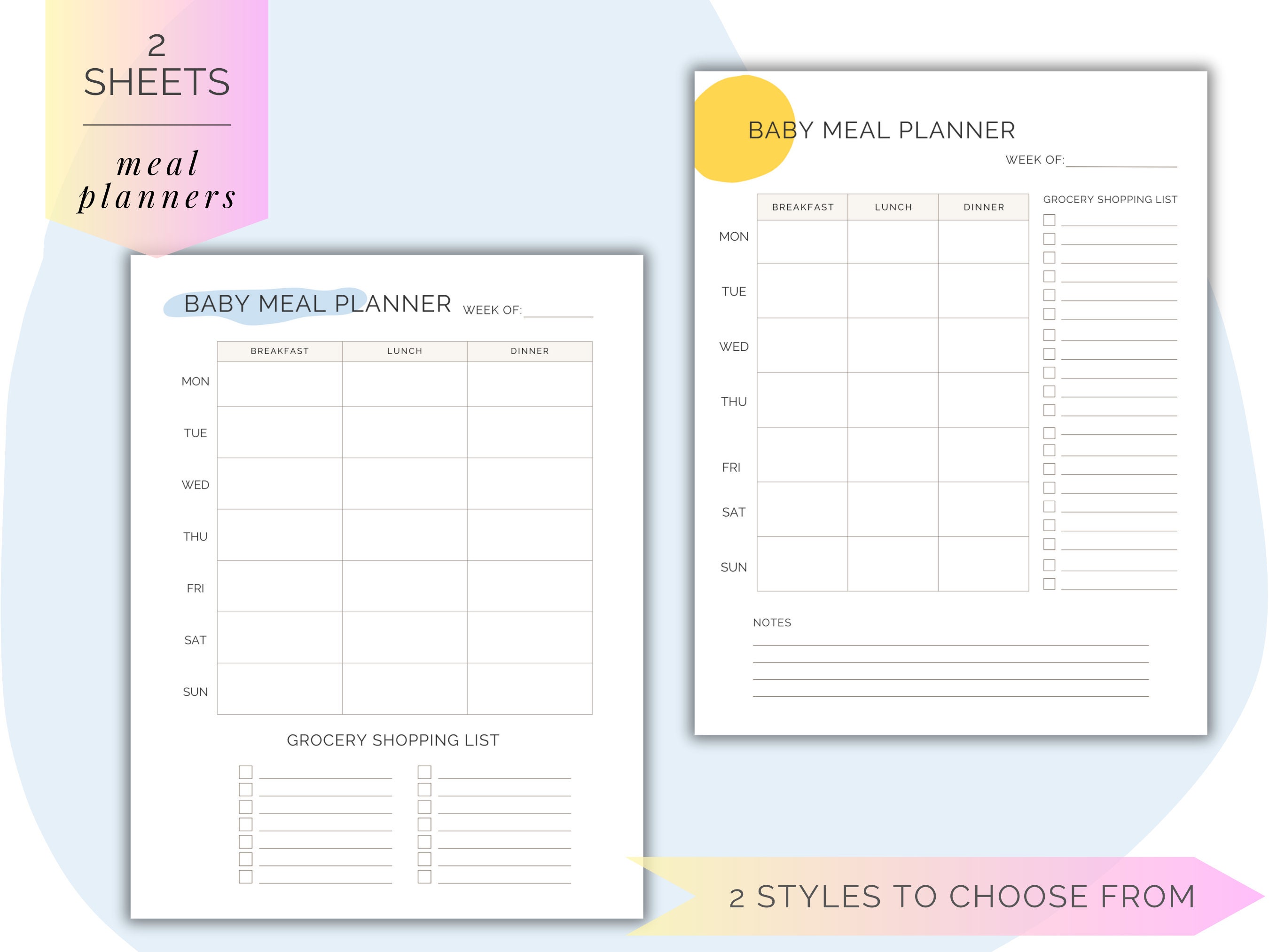 Baby Meal Planner Printable Baby Food Tracker Baby Food Diary Weekly ...