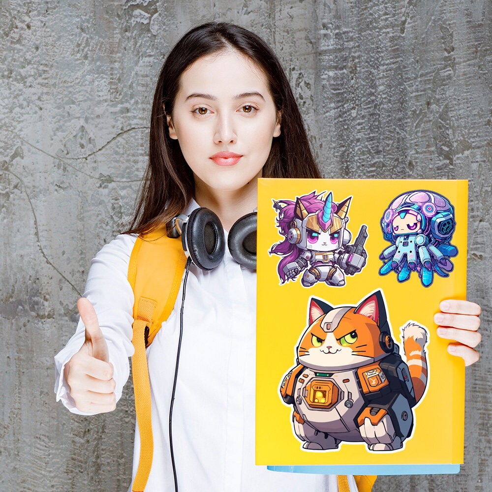 50 Anime Mecha Robot Sticker Pack, Large Variety of Colorful, Cute ...