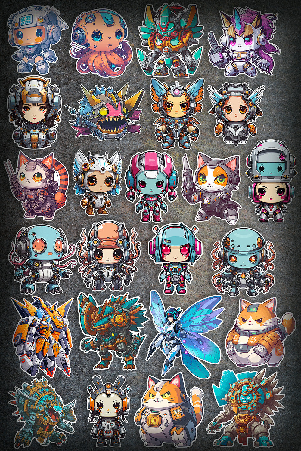 50 Anime Mecha Robot Sticker Pack, Large Variety of Colorful, Cute ...