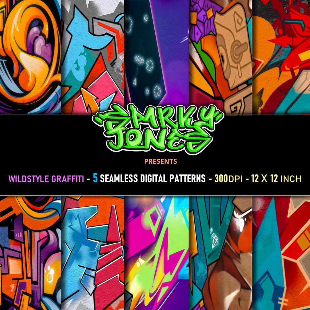 5 of Sparky's Original Wildstyle Graffiti Digital Seamless Images in ...