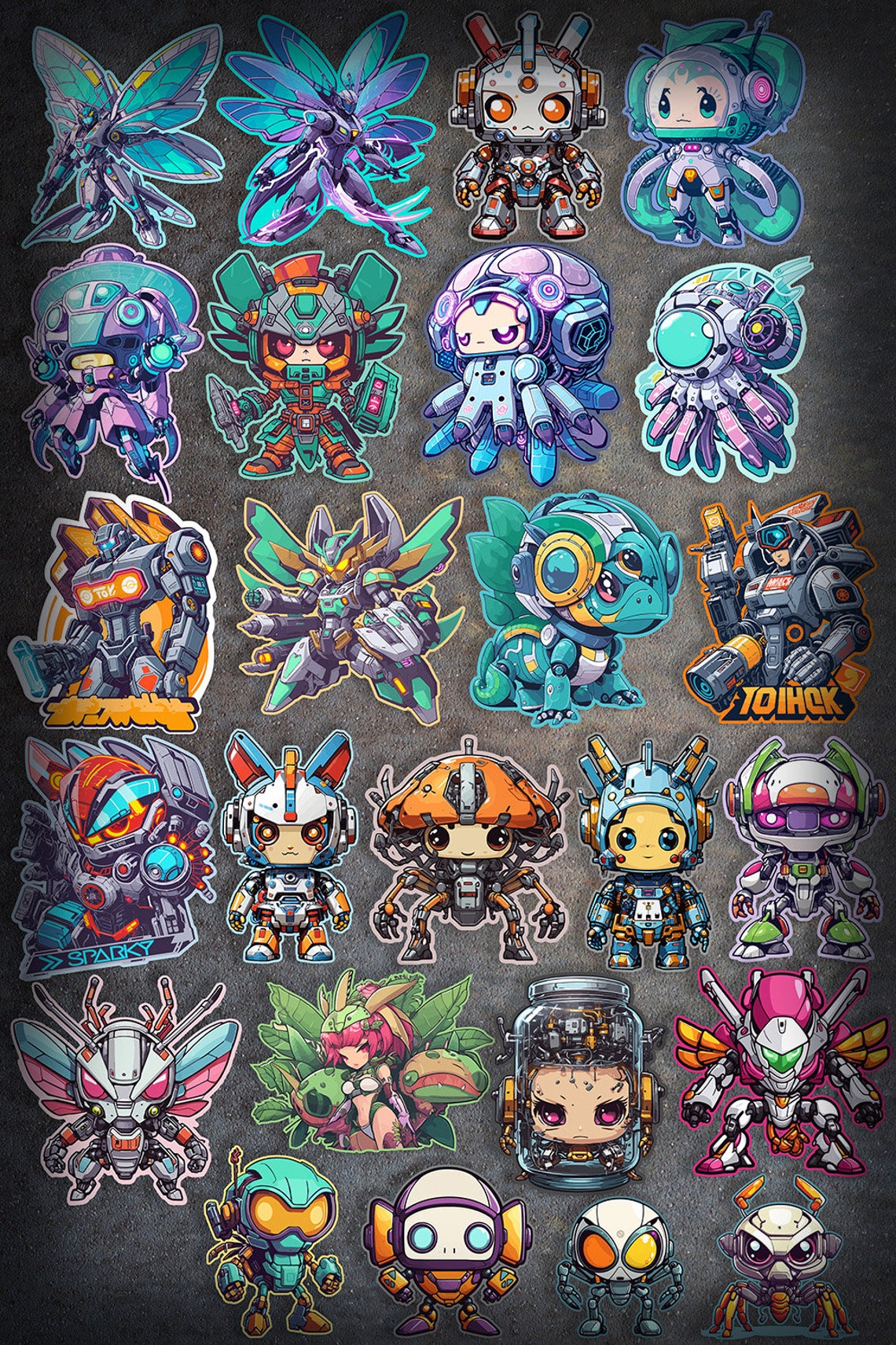 50 Anime Mecha Robot Sticker Pack, Large Variety of Colorful, Cute ...