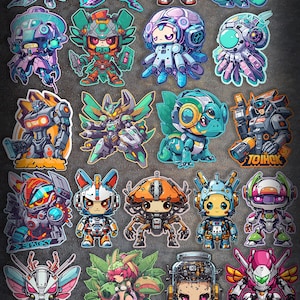 50 Anime Mecha Robot Sticker Pack, Large Variety of Colorful, Cute ...