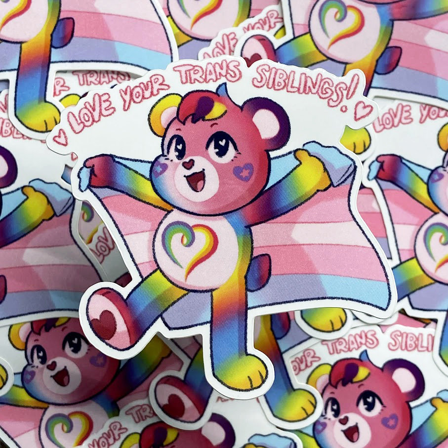 Care Bears Togetherness Bear Trans Pride/trans Ally 3in Sticker - Etsy