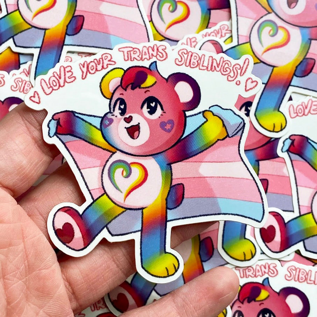 Care Bears Togetherness Bear Trans Pride/trans Ally 3in Sticker - Etsy