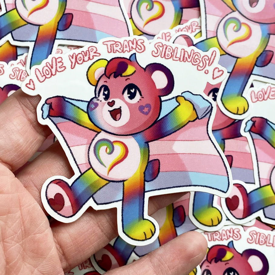 Care Bears Togetherness Bear Trans Pride/trans Ally 3in Sticker - Etsy