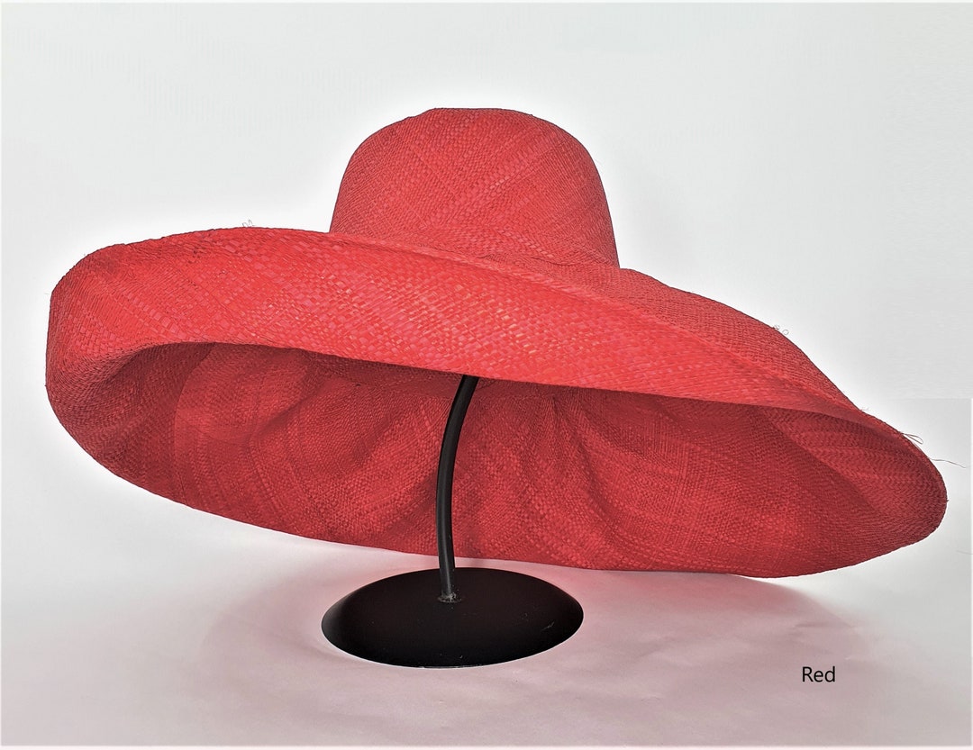 Raffia Curve Brim Hat Large Brim in Red - Etsy