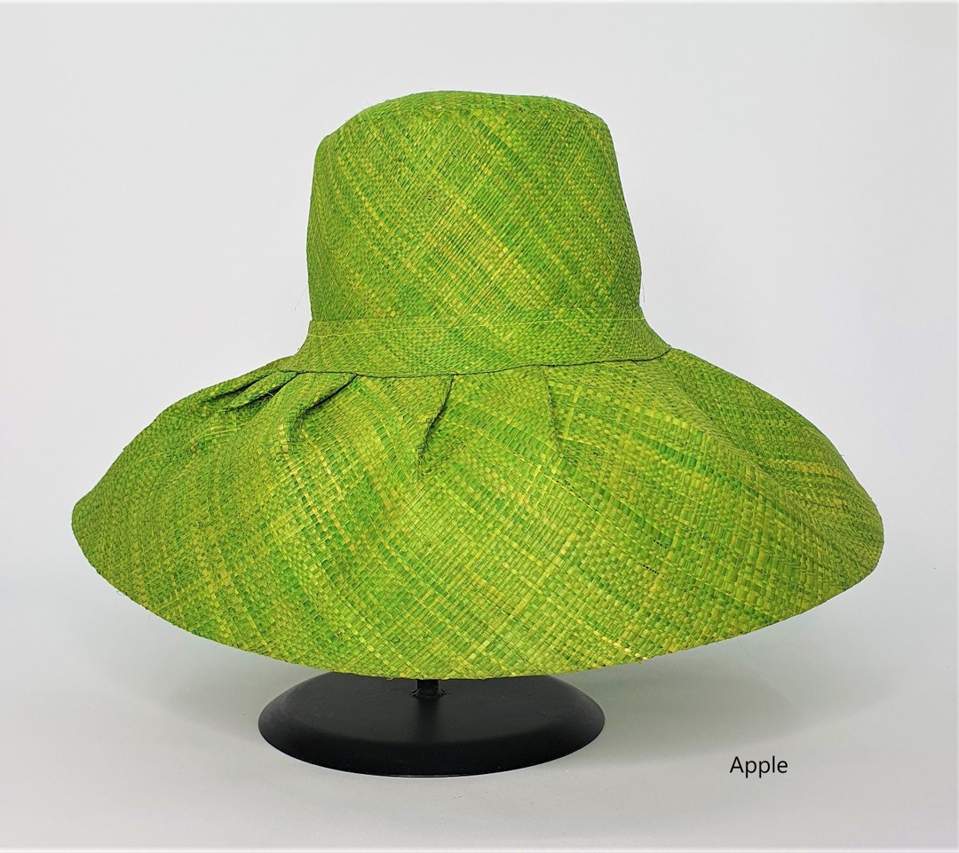 Raffia Curve Brim Hat in Apple Green - Etsy