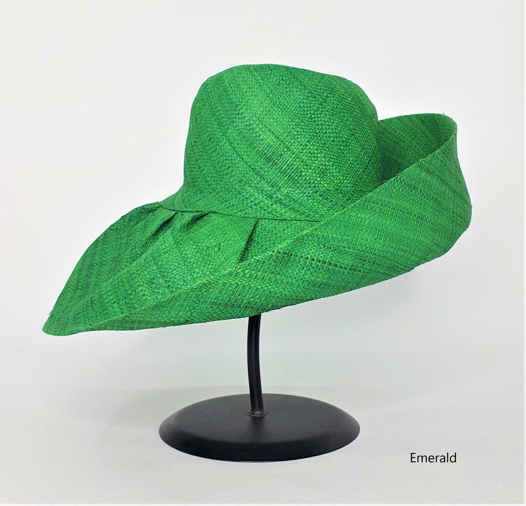 Raffia Curve Brim Hat Standard Brim in Emerald - Etsy