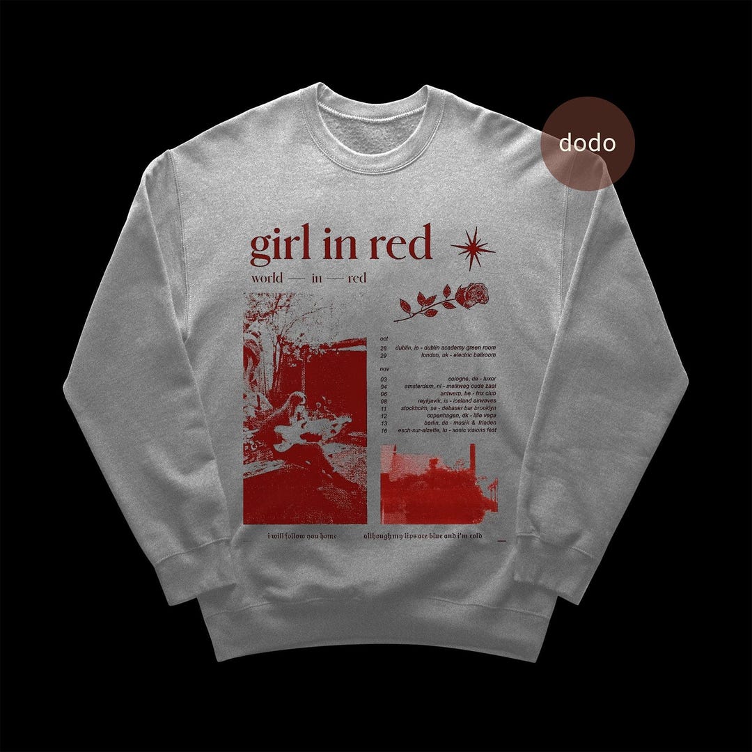 Girl in Red Sweatshirt - Pop Music Sweatshirt - World in Red Single ...