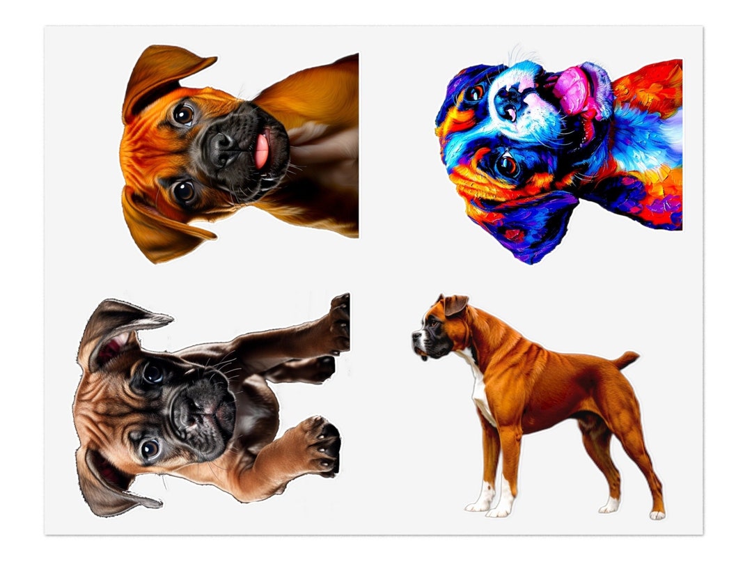 Boxer Sticker Sheets 4 Designs Vinyl Sticker Sheet Indoor and Outdoor ...