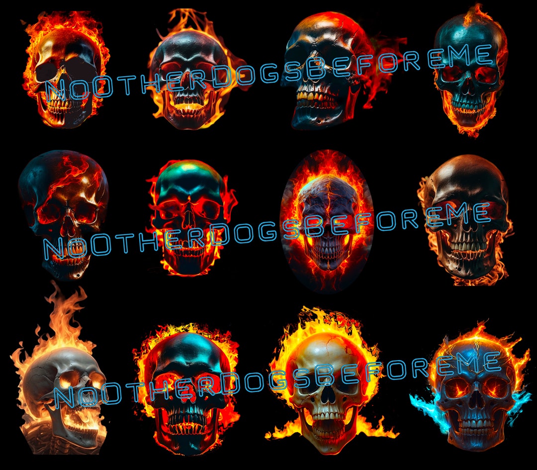 Fire Skull Clipart PNG: Occult Illustration (digital Download) - Etsy