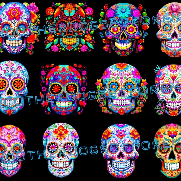 Colorful Sugar Skull - Etsy