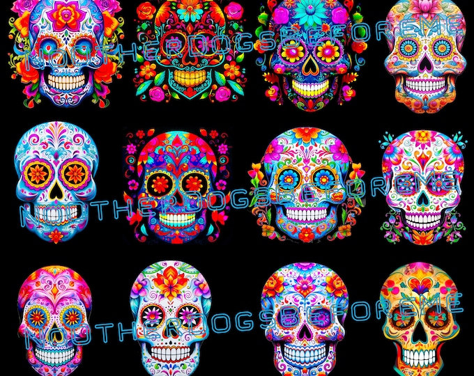 Skull Svg Bundle, Skull Png Files, Sugar Skulls Svg, Skull Clipart, Svg ...