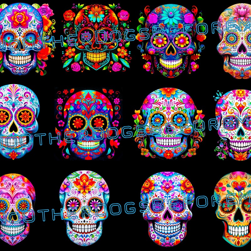 Colorful Sugar Skull - Etsy