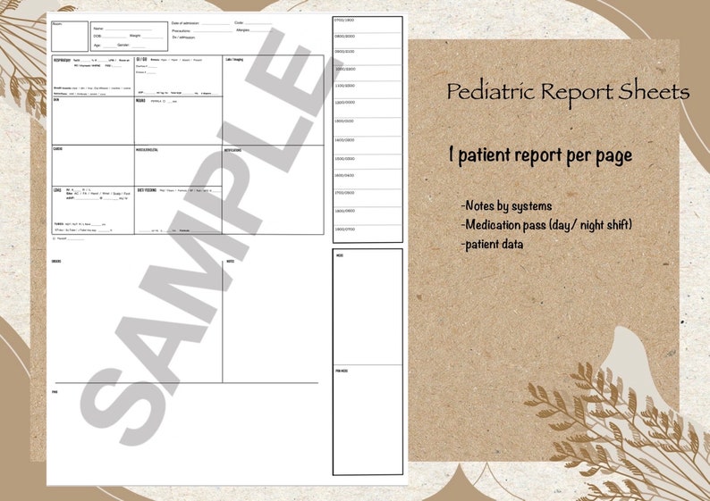Pediatric Nurse Report Sheet Peds SBAR - Etsy