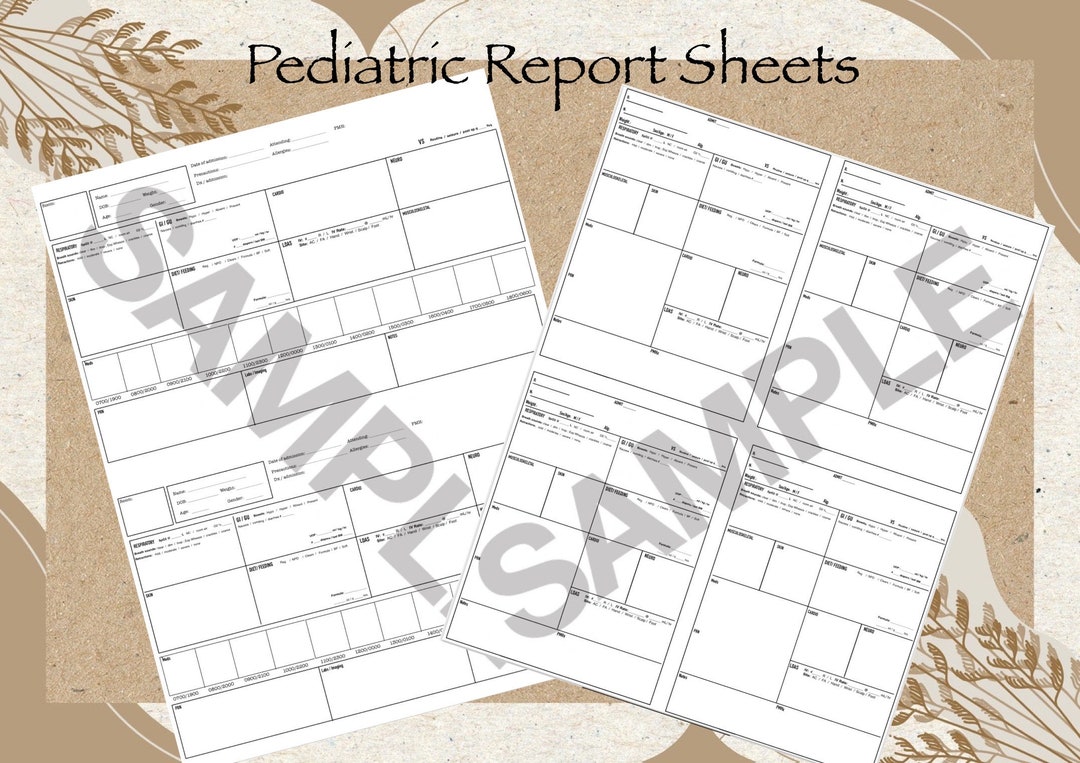Pediatric Nurse Report Sheet Peds SBAR (Instant Download) - Etsy