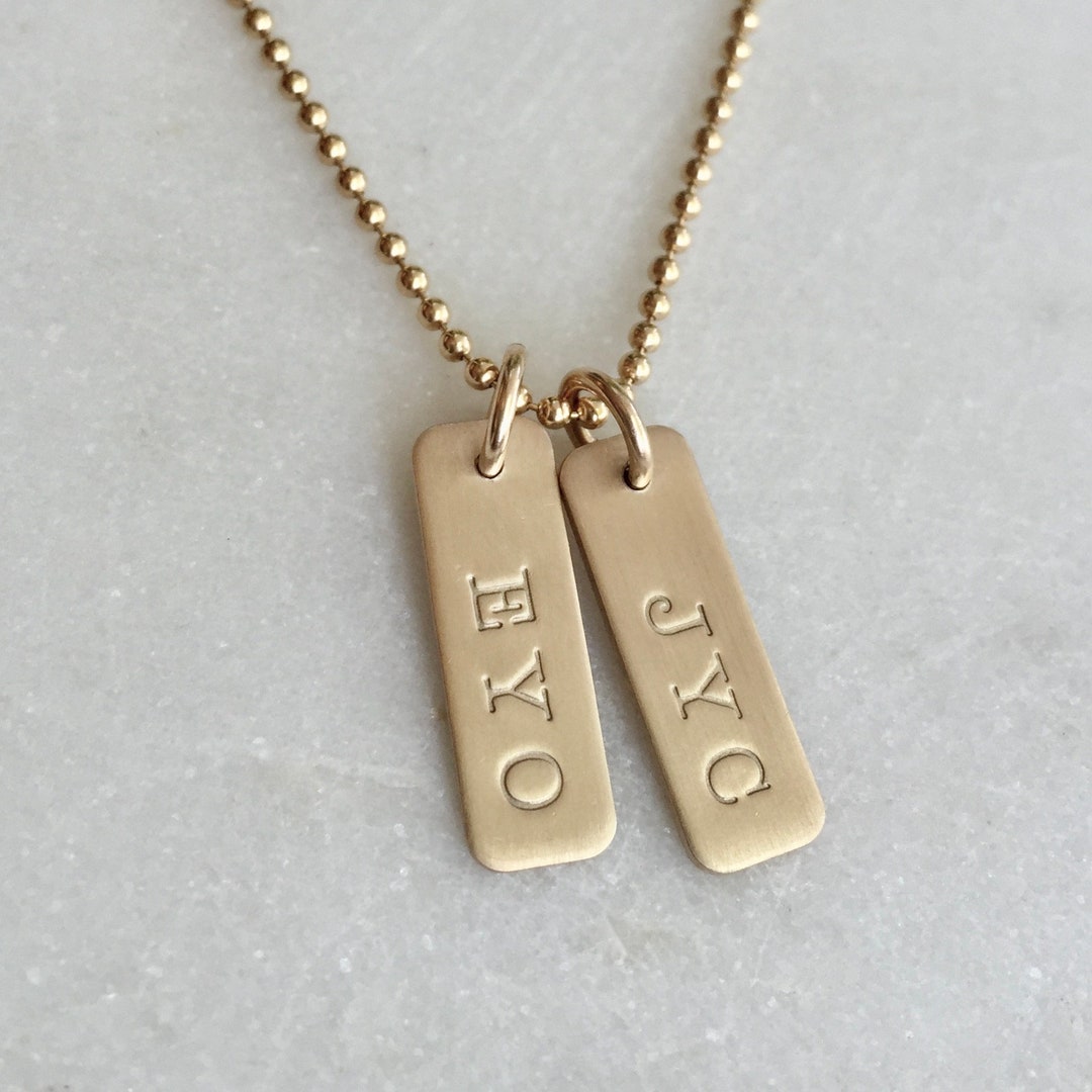 Custom Personalized Gold Bar Necklace,14k Gold Filled Hand Stamped ...