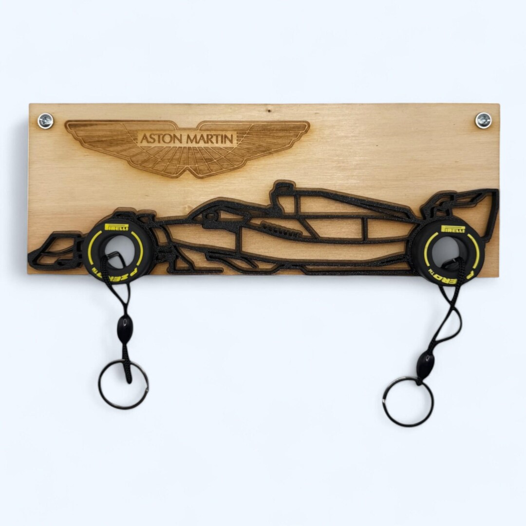Formula 1 Printed Wall Art With F1 Tyre Keychain Holders - Aston Martin ...