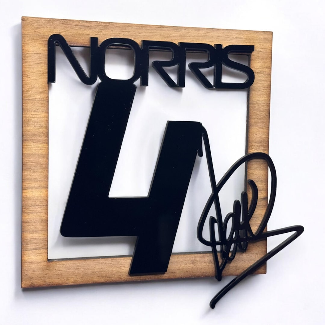 Lando Norris Art Formula 1 Signature Outline Frame F1 Wall Art Mclaren ...