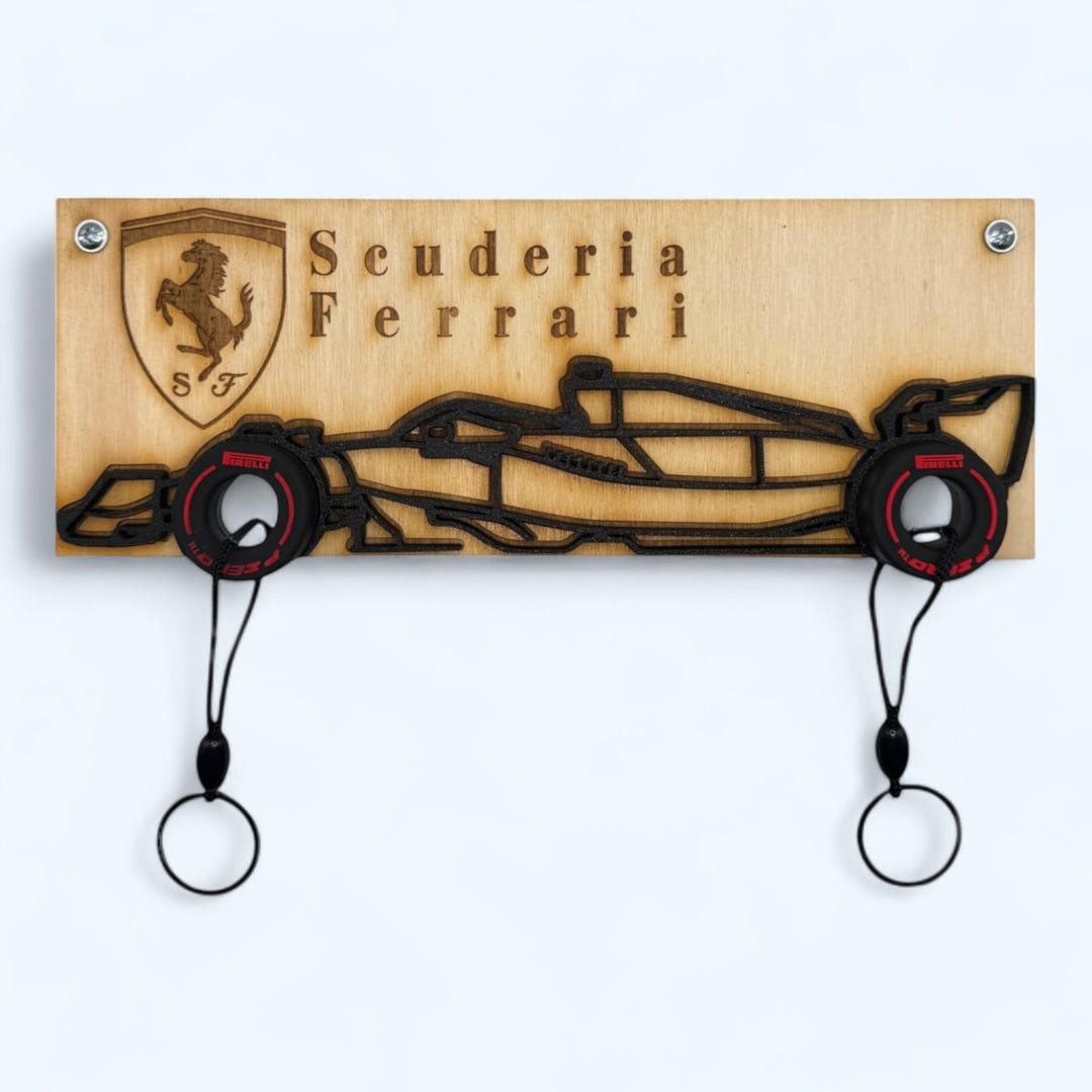 Formula 1 Printed Wall Art With F1 Tyre Keychain Holders - Scuderia ...