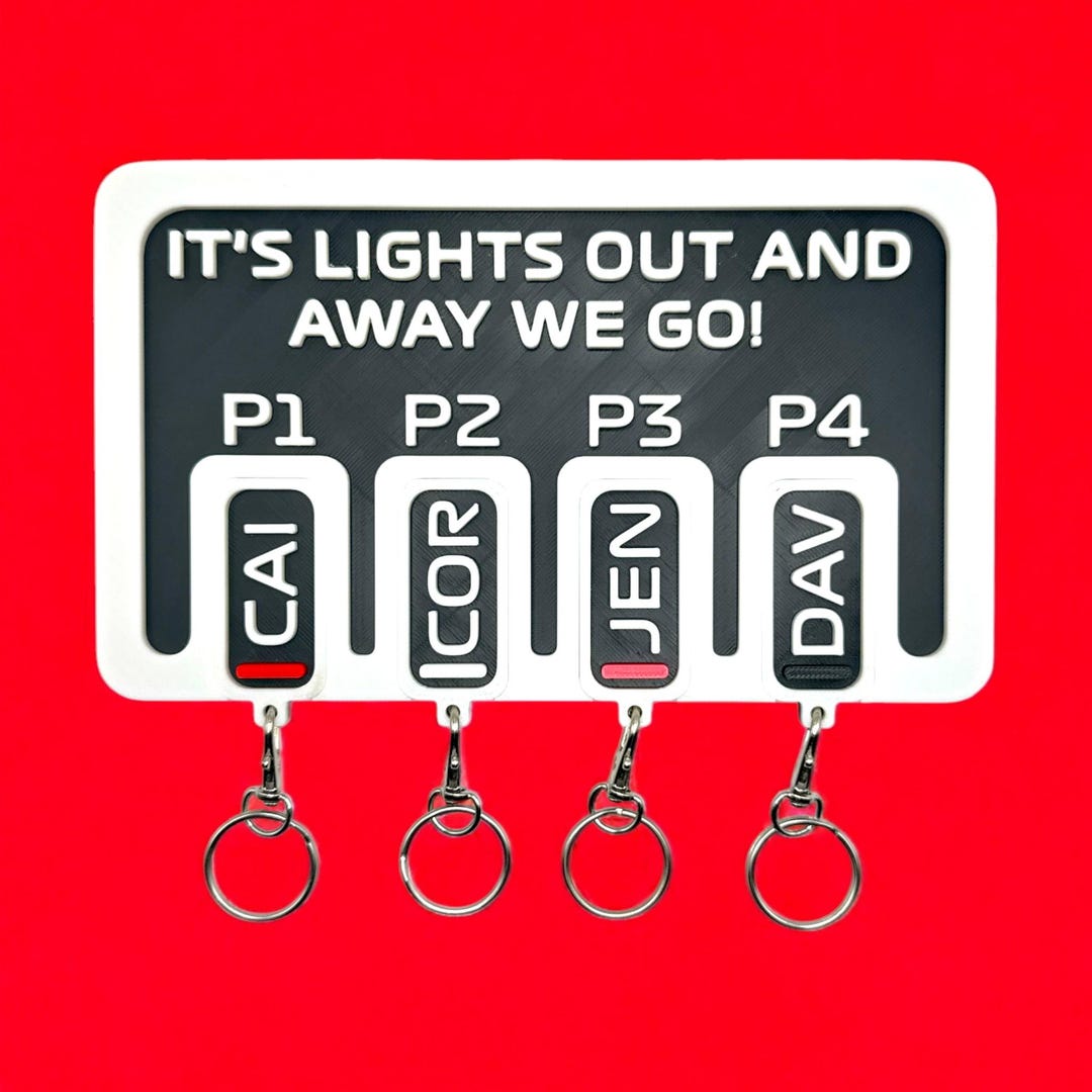 Personalised F1 Inspired Driver Key Holder With Racing Charms, Acrylic ...