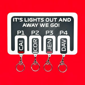 Personalised F1 Inspired Driver Key Holder With Racing Charms, Acrylic ...