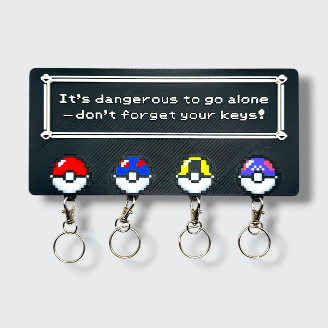 Pixel Pokémon Key Holder With 4 Poké Ball Keychains – Wall-mounted ...
