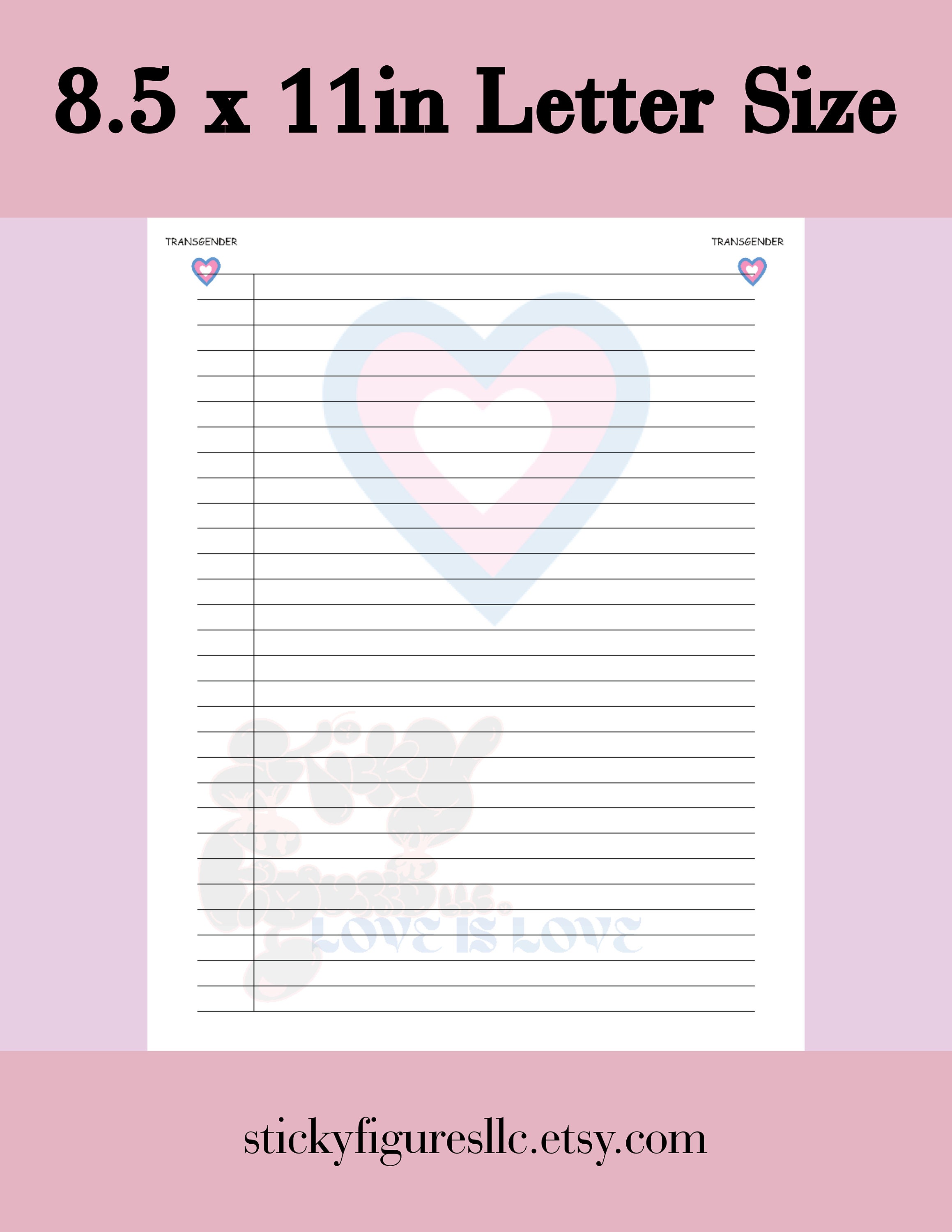 Printable Letter Writing Paper, Pride LGBTQ Love Flag 8 Page Collection ...