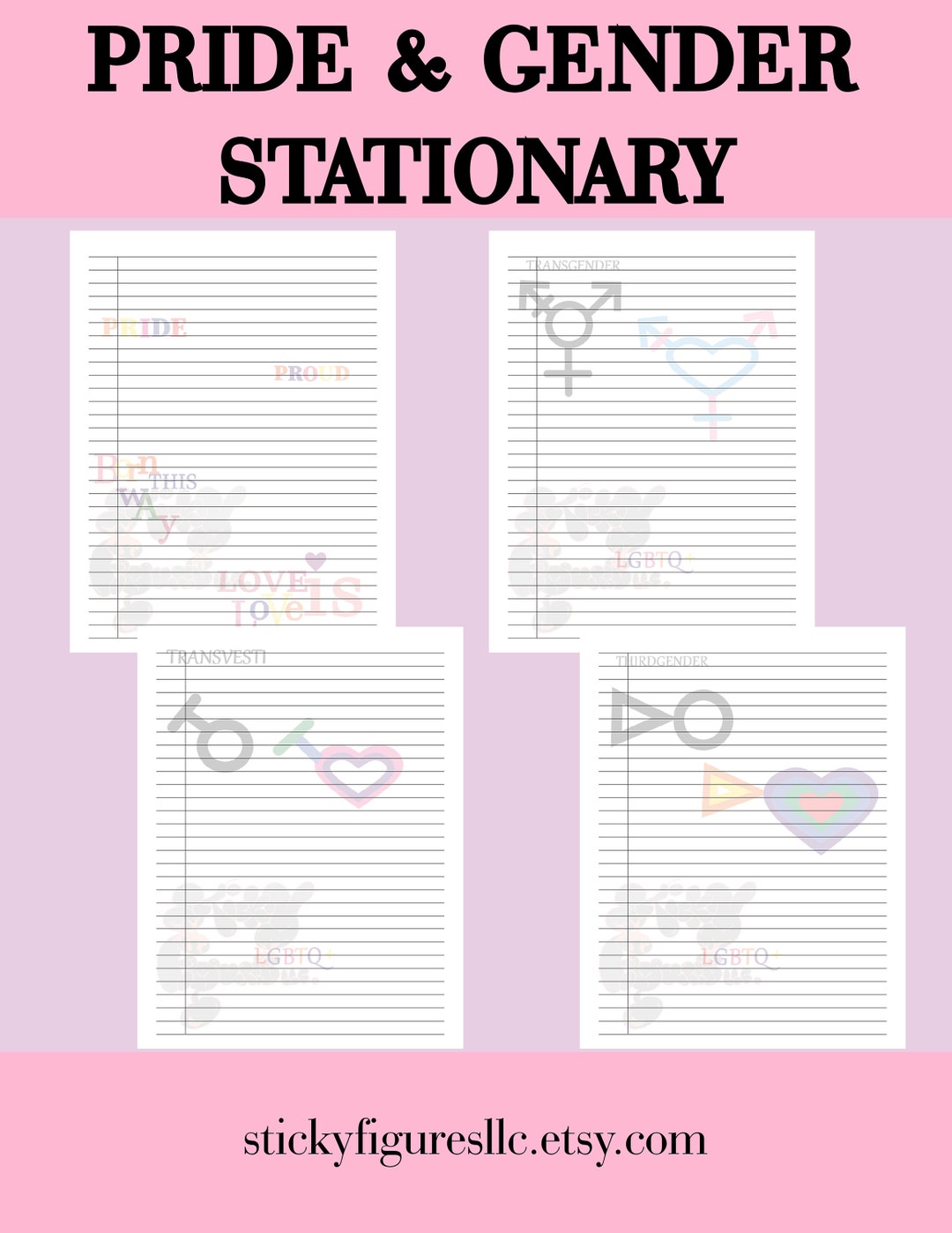 Printable Letter Writing Paper, LGBTQ & Gender Symbol 20 Page ...