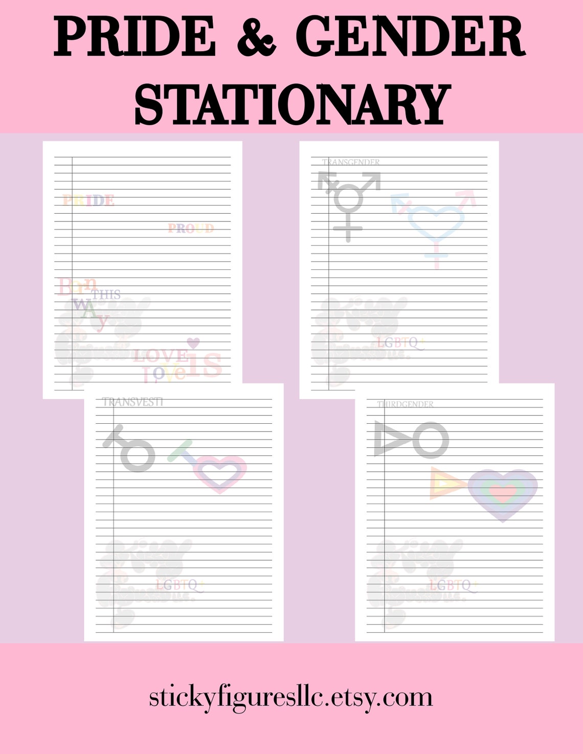 Printable Letter Writing Paper, LGBTQ & Gender Symbol 20 Page ...