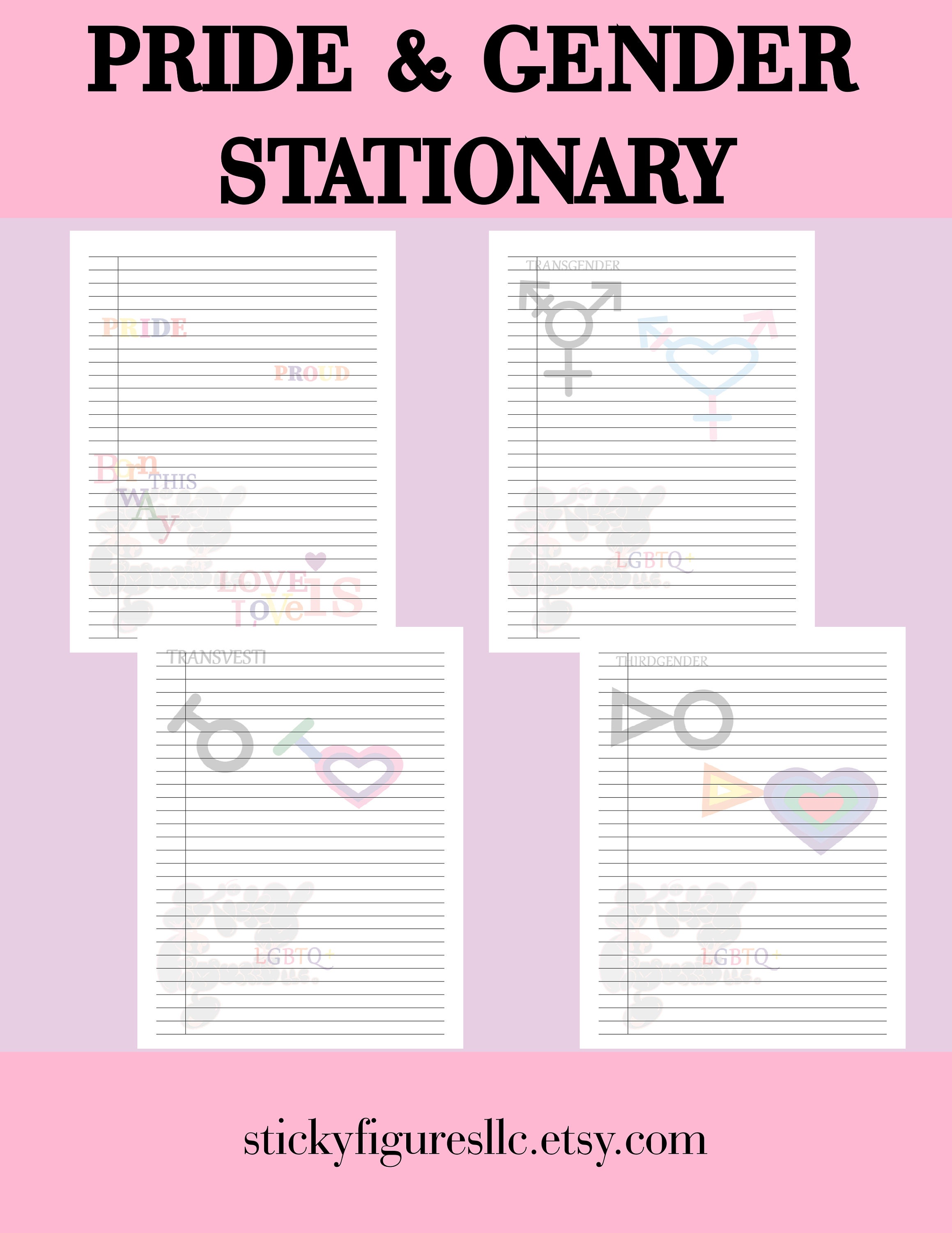 Printable Letter Writing Paper, LGBTQ & Gender Symbol 20 Page ...