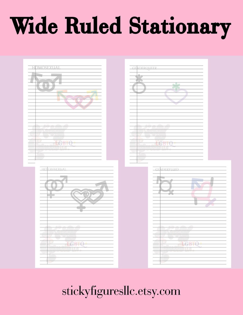 Printable Letter Writing Paper, LGBTQ & Gender Symbol 20 Page ...