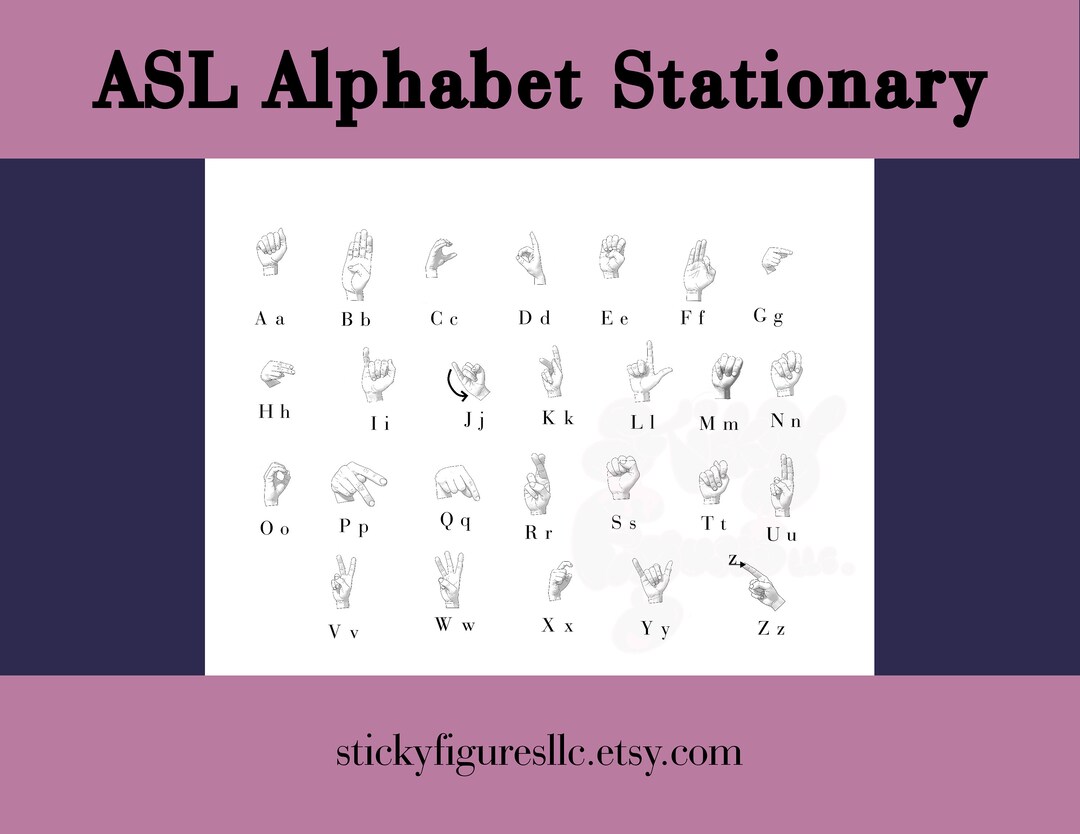 American Sign Language Alphabet Design Printable & Digital Writing ...