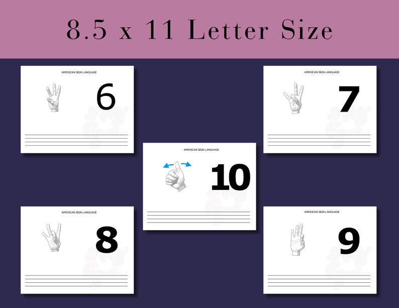 American Sign Language Numbers, ASL Flash Cards, ASL Digital Prints ...