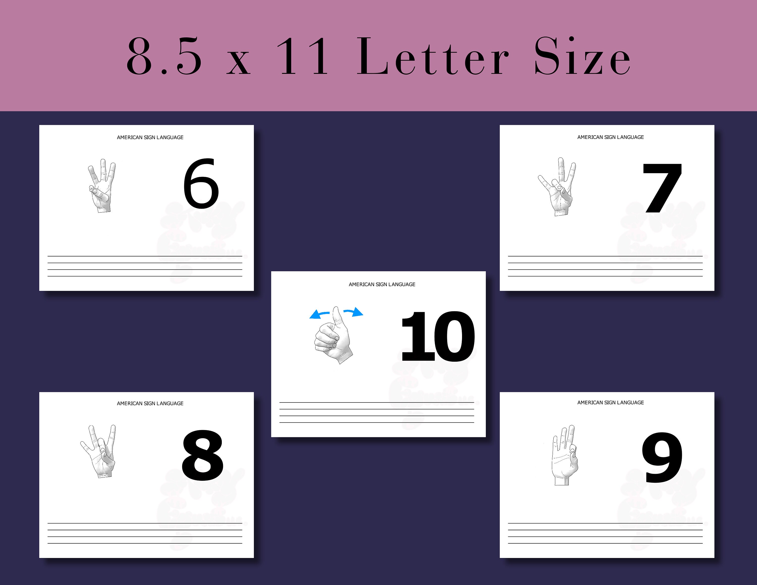 American Sign Language Numbers, ASL Flash Cards, ASL Digital Prints ...