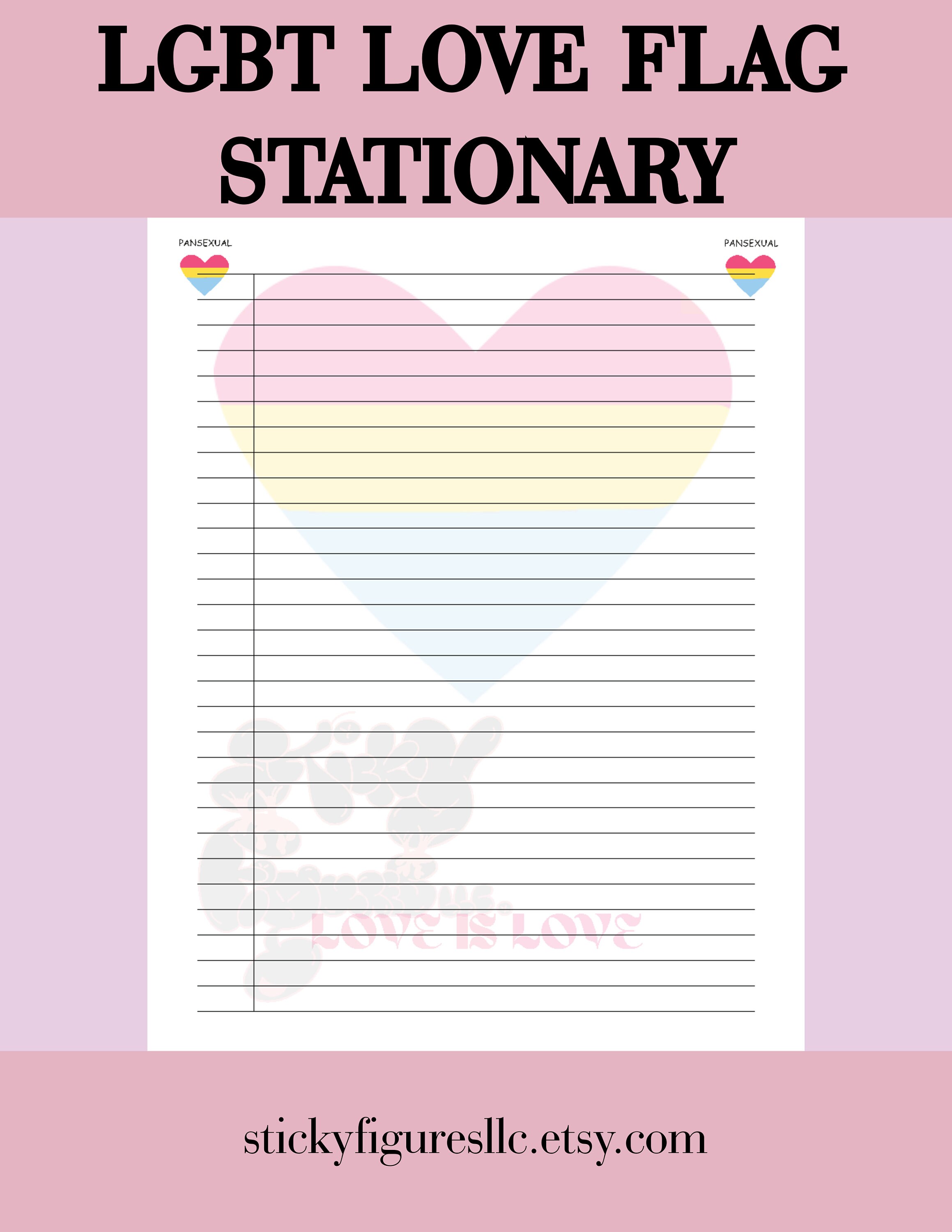Printable Letter Writing Paper, Pride LGBTQ Love Flag 8 Page Collection ...