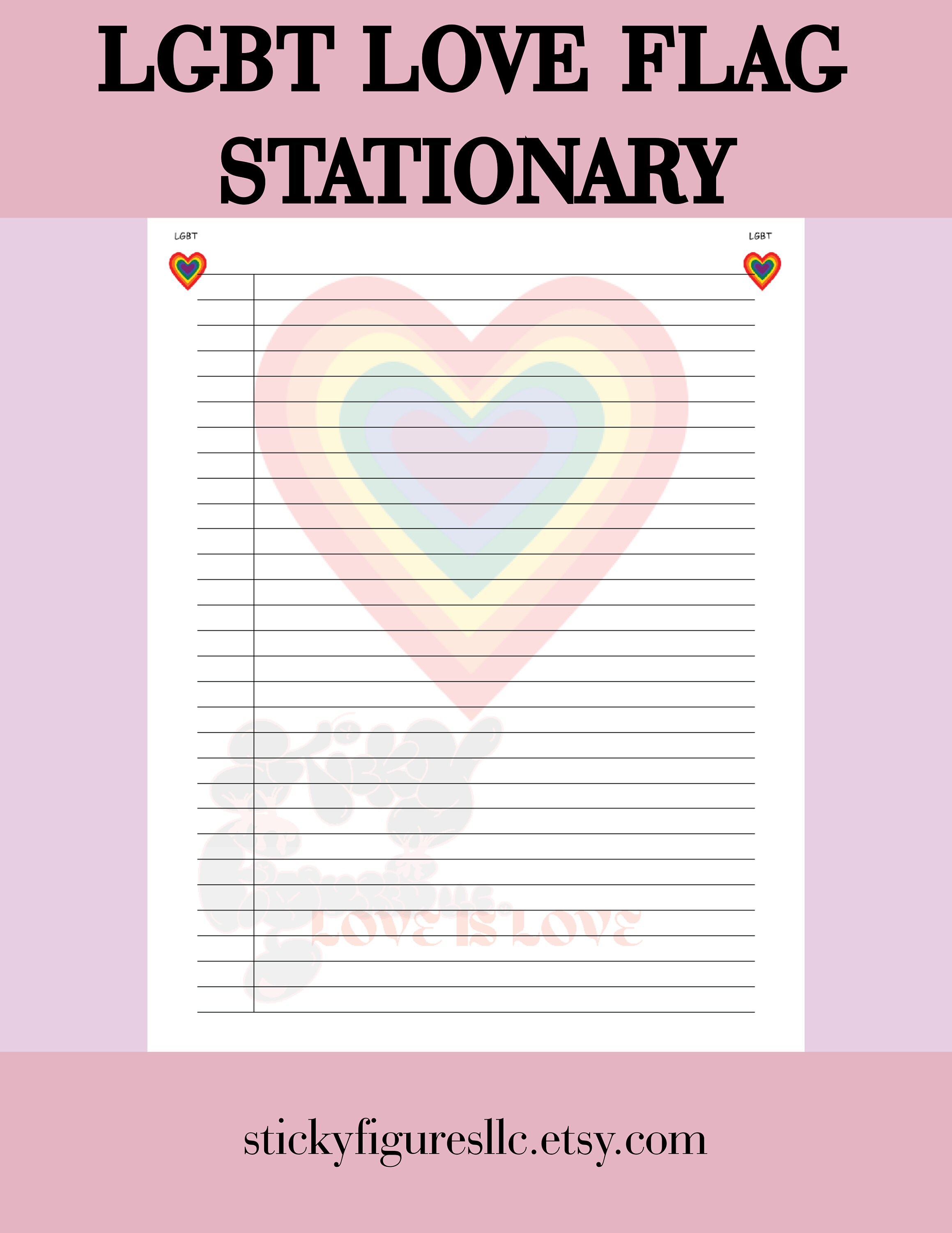 Printable Letter Writing Paper, Pride LGBTQ Love Flag 8 Page Collection ...