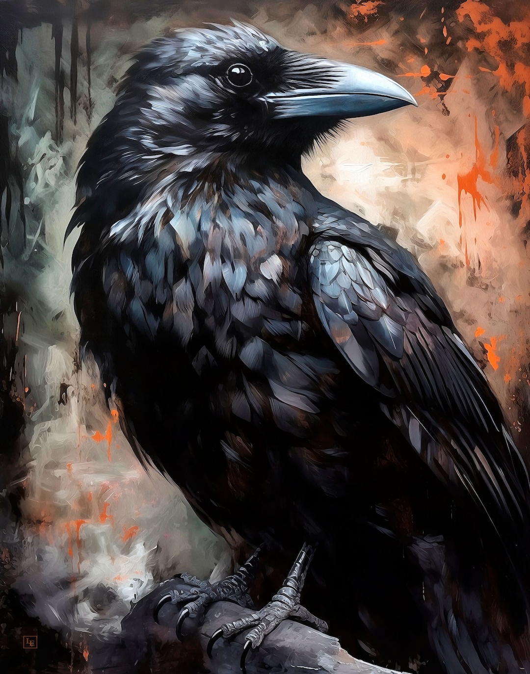 Raven Gothic Painting Digital Download Dark Academia Interior Black ...