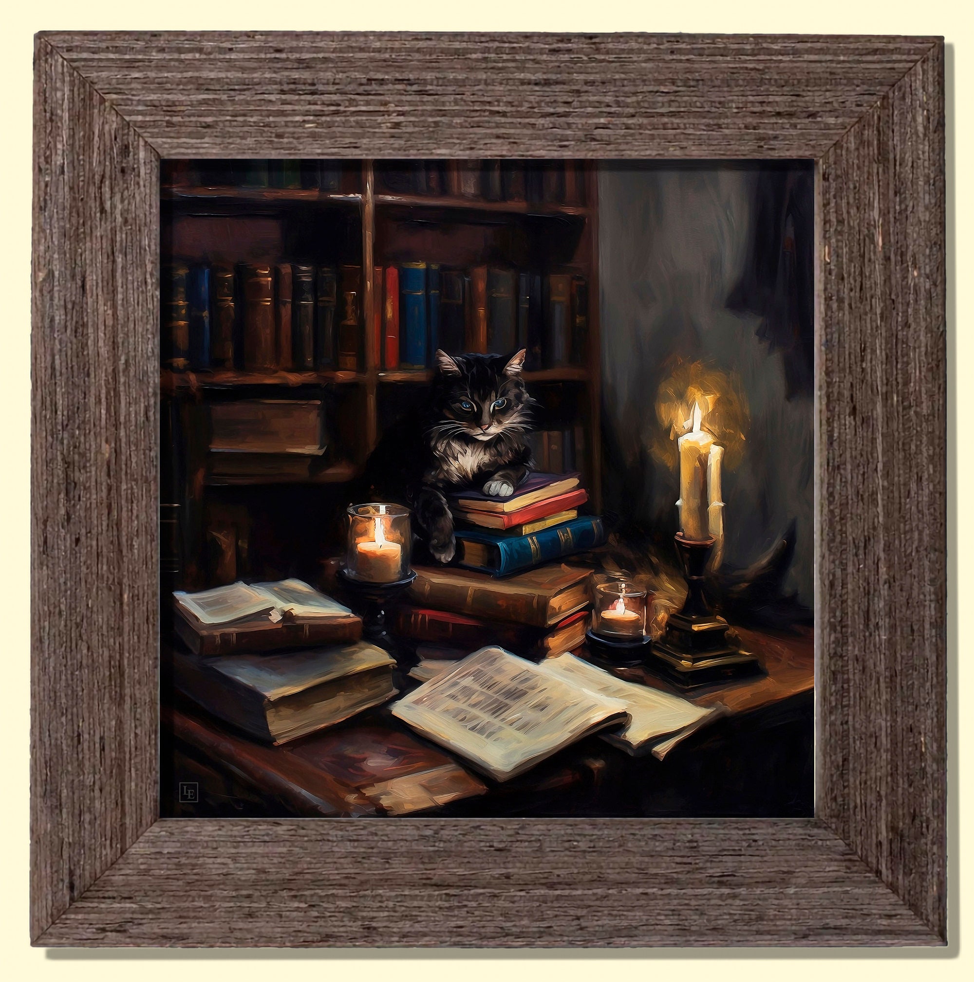 Long Haired Cat Books Candles Dark Academia Library Dark Art Mystic ...