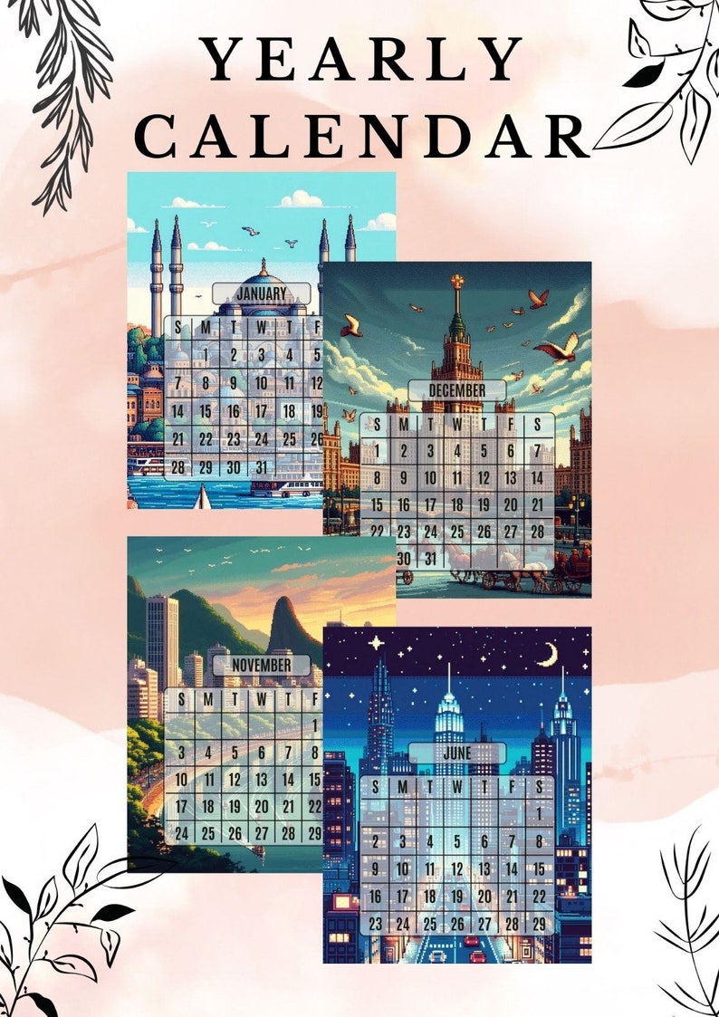 Grey White Modern Shadow Calendar 1 PDF File, Calendar Digital, Digital ...