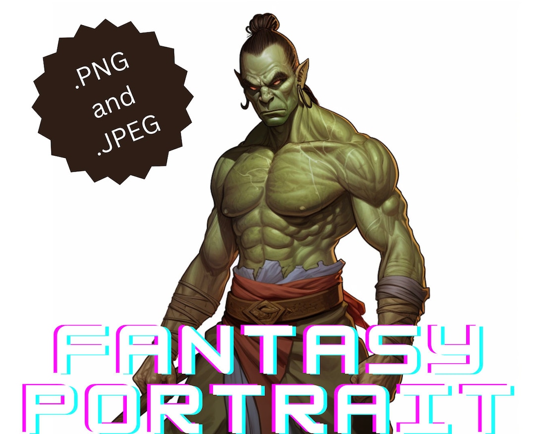 Male Orc / Half-orc Monk Character Art, Dungeons and Dragons, RPG, Dark ...