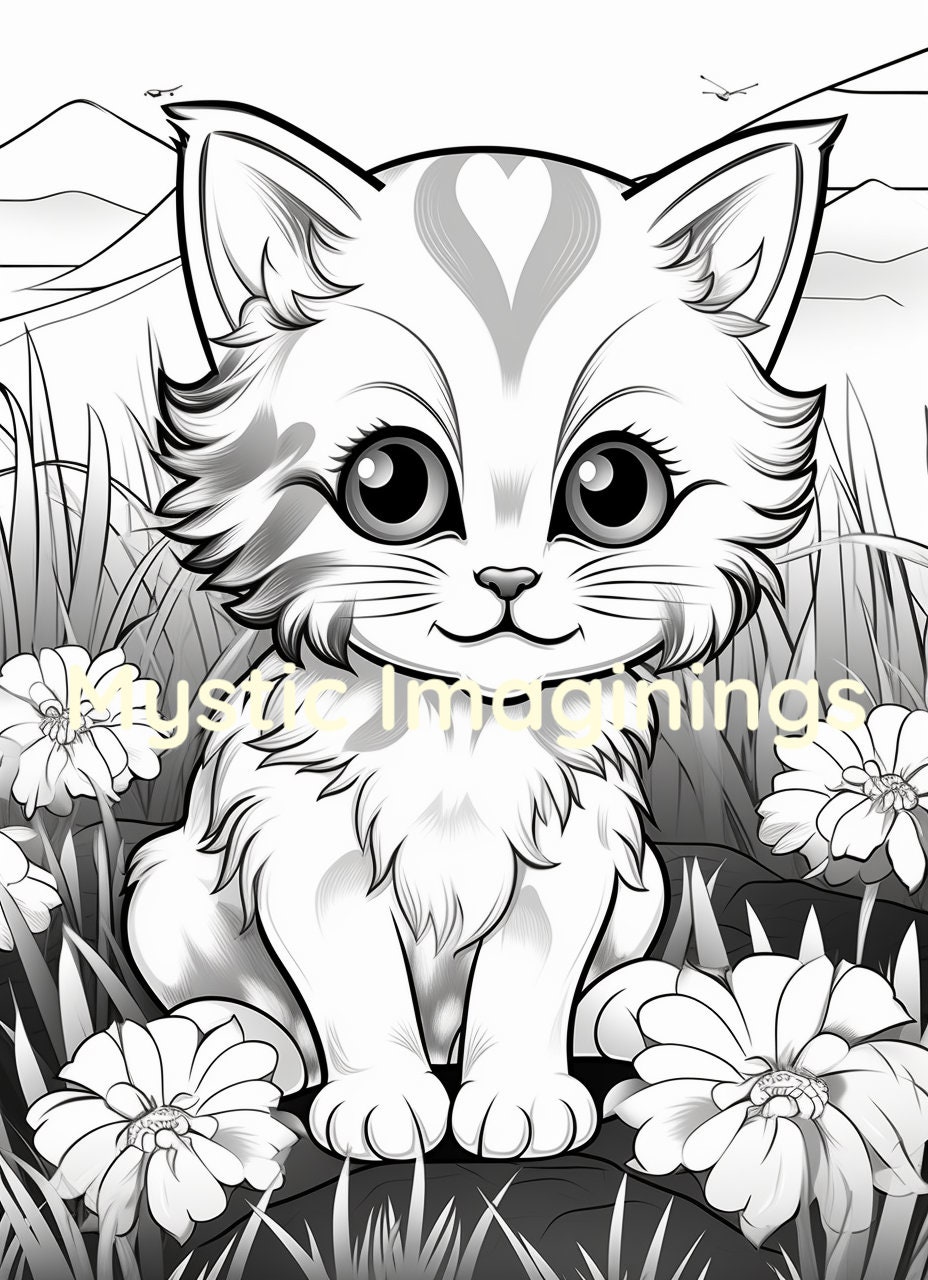 Printable Puppy and Kitten Coloring Pages for Kids. Twelve Colorings ...