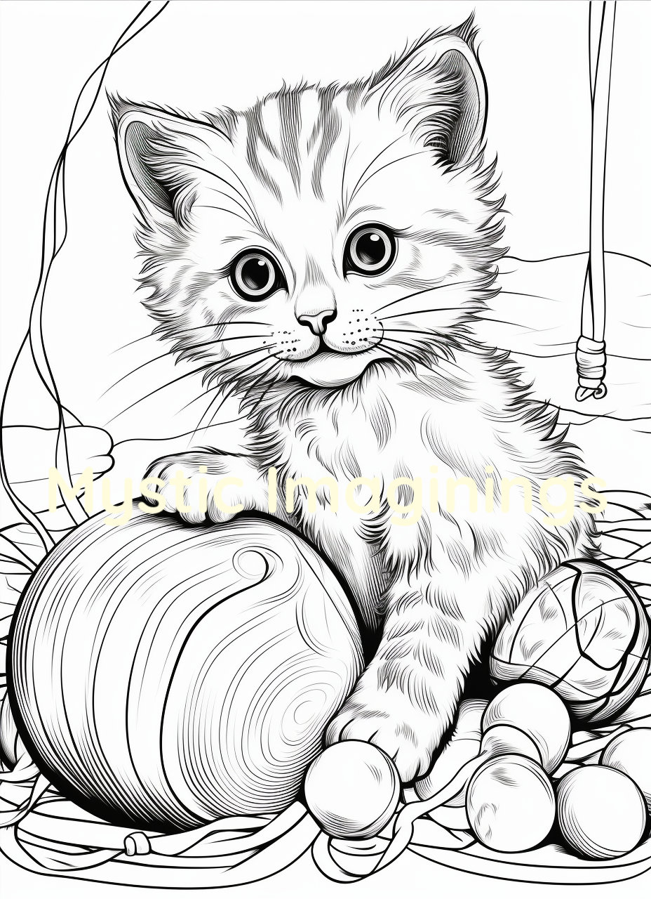 Printable Puppy and Kitten Coloring Pages for Kids. Twelve Colorings ...