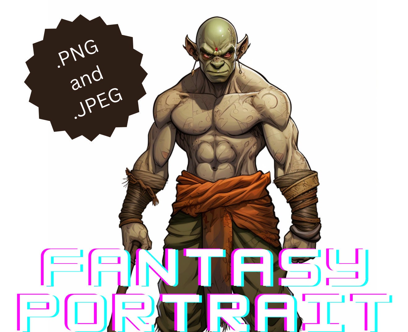 Male Orc / Half-orc Monk Character Art, Dungeons and Dragons, RPG, Dark ...