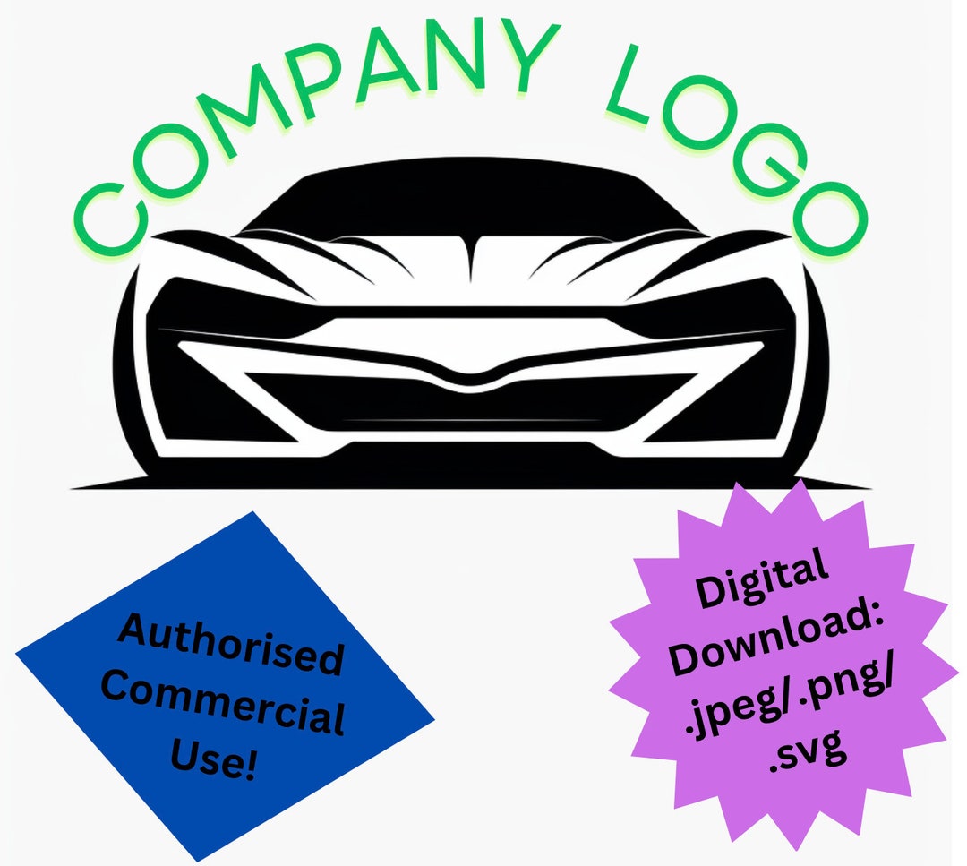 Logo for Commercial Use Car Shape. Black and White. Solid - Etsy