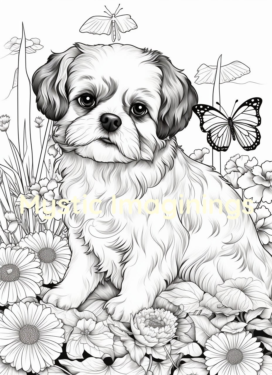 Printable Puppy and Kitten Coloring Pages for Kids. Twelve Colorings ...